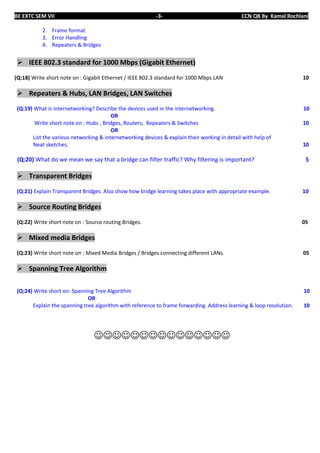 Question bank of module iii lan | DOCX | Computer Networking | Computing