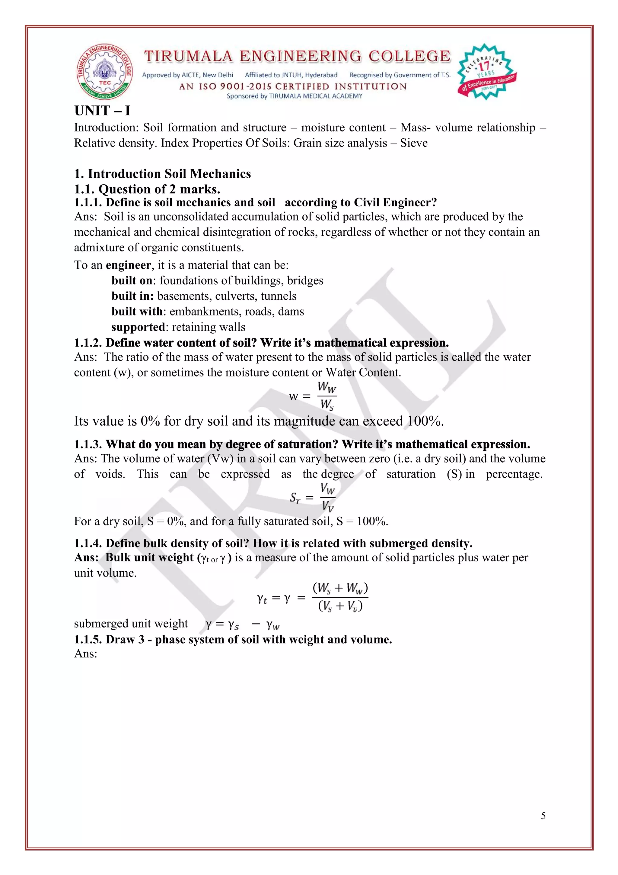 Question bank of soil mechanics | PDF