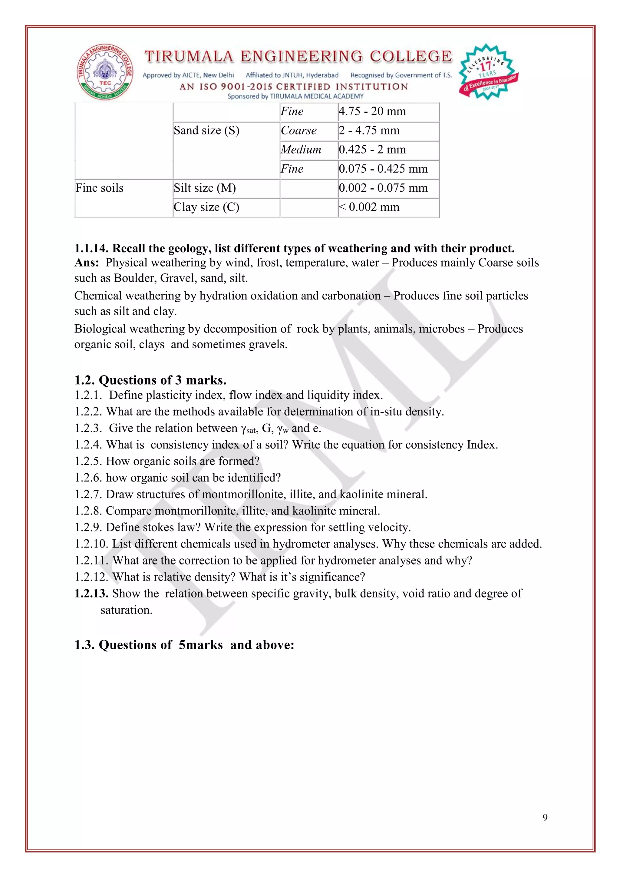 Question bank of soil mechanics | PDF