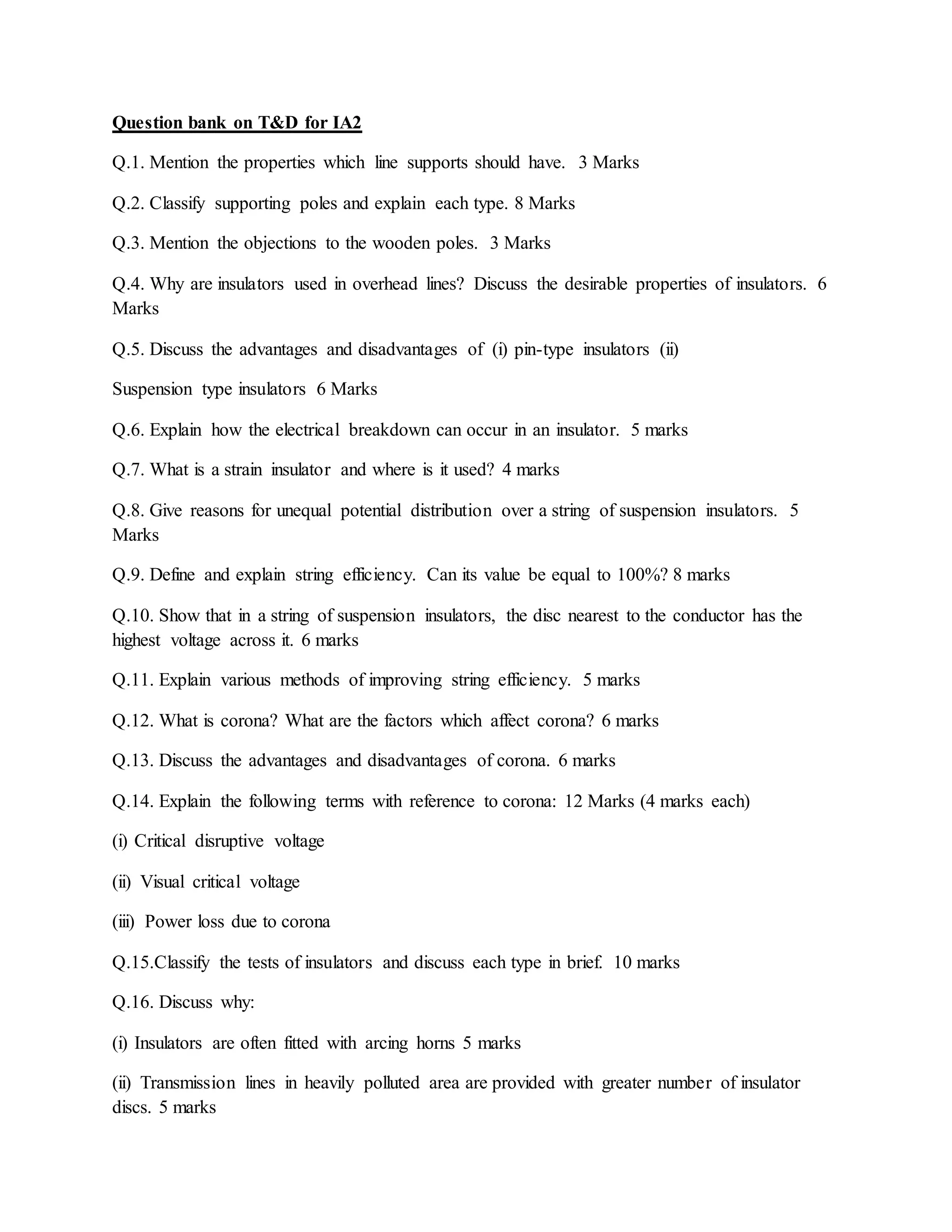 Question bank on t & d | DOCX