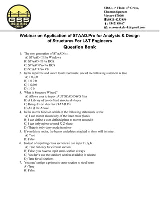 Question bank staad | PDF