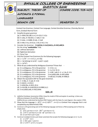 Question bank toafl | PDF