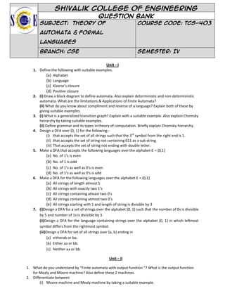 Question bank toafl | PDF
