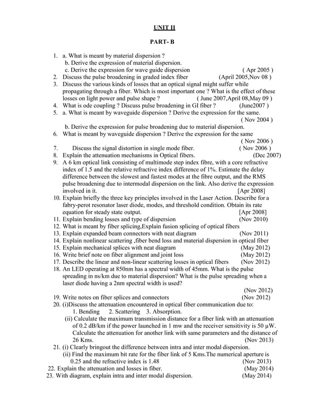 Question Bank Unit 1 and 2 OCN presentation | PDF