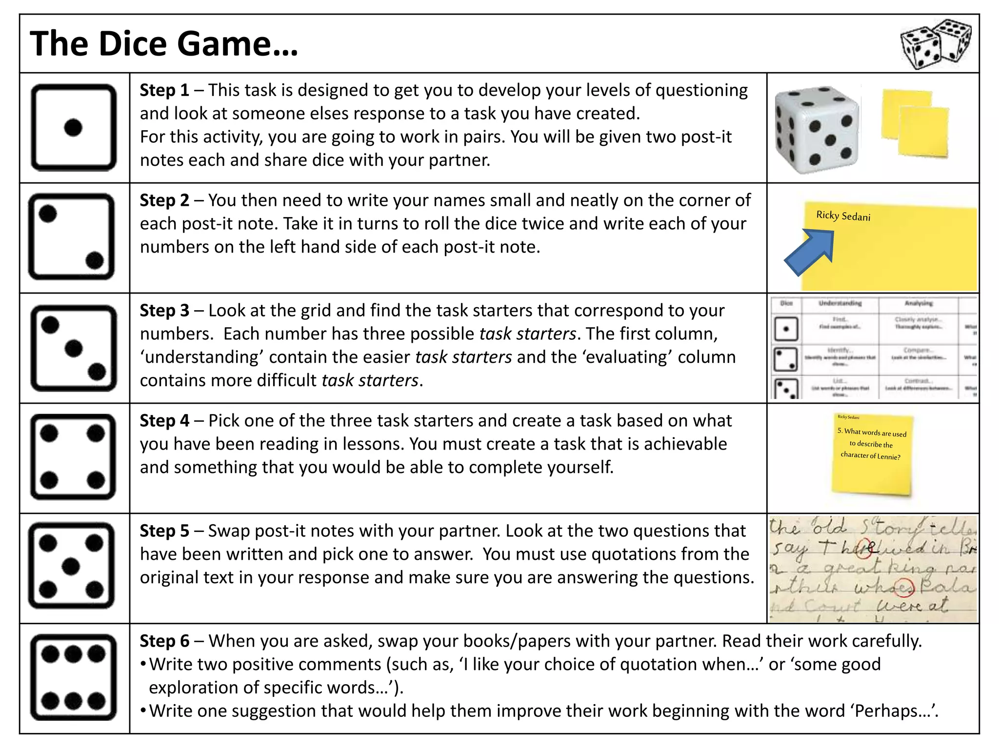 Blooms Question Dice | PPTX