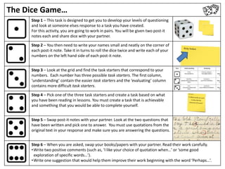 Blooms Question Dice | PPTX