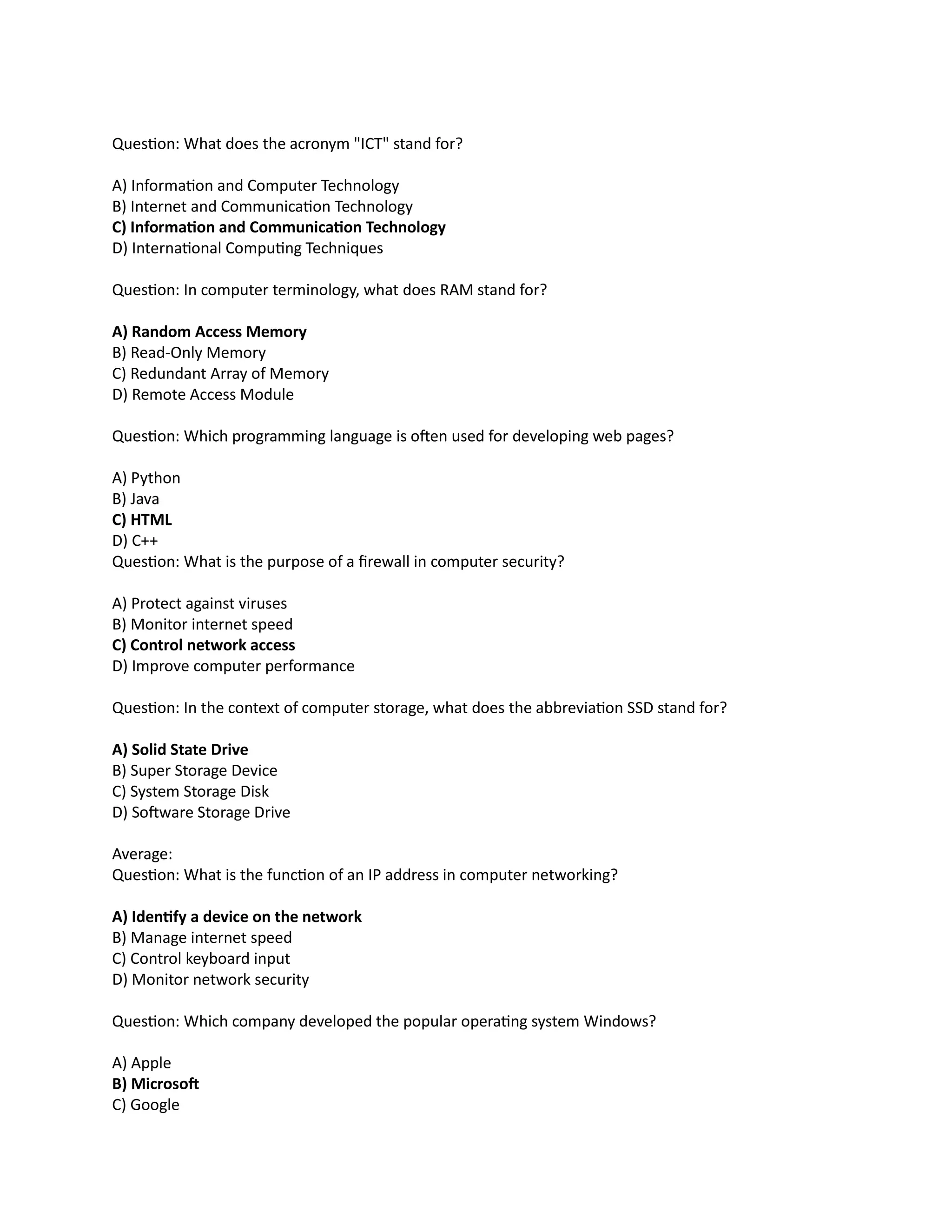 Question for Information Communication Technology quiz bee.docx