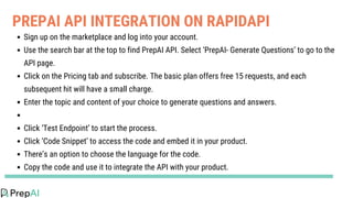 Question Generation Solution PrepAI Integrates with RapidAPI | PDF