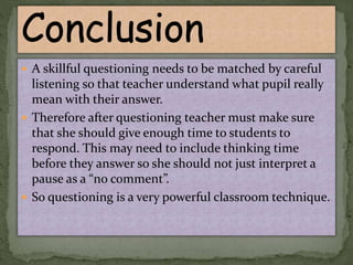 Questioning Techniques For Teachers