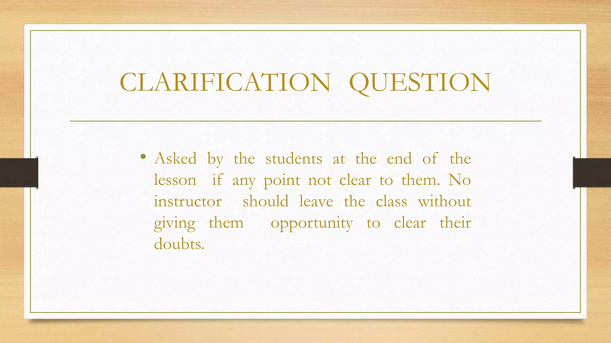 Questioning during the class | PPTX