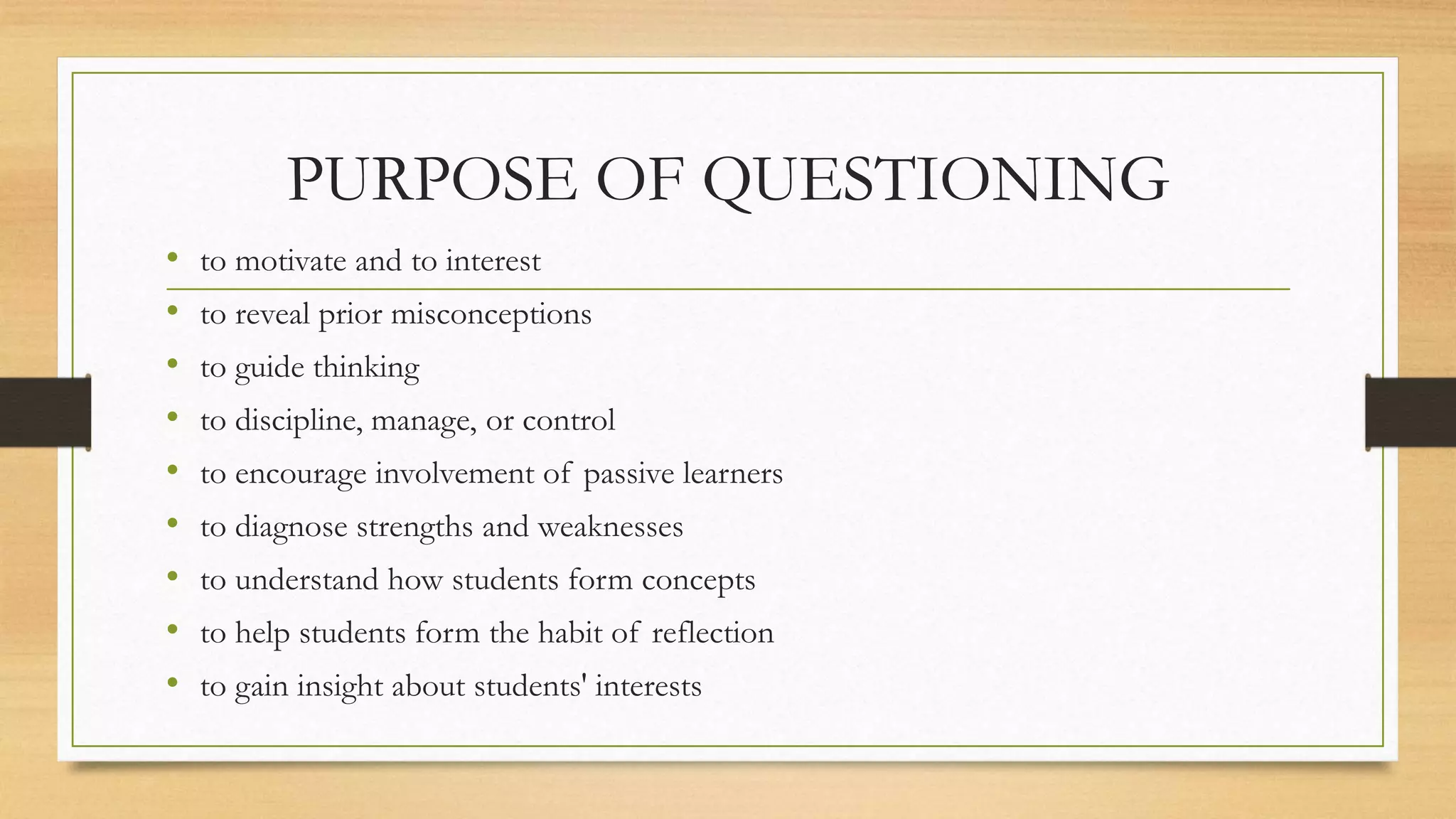 Questioning during the class | PPTX
