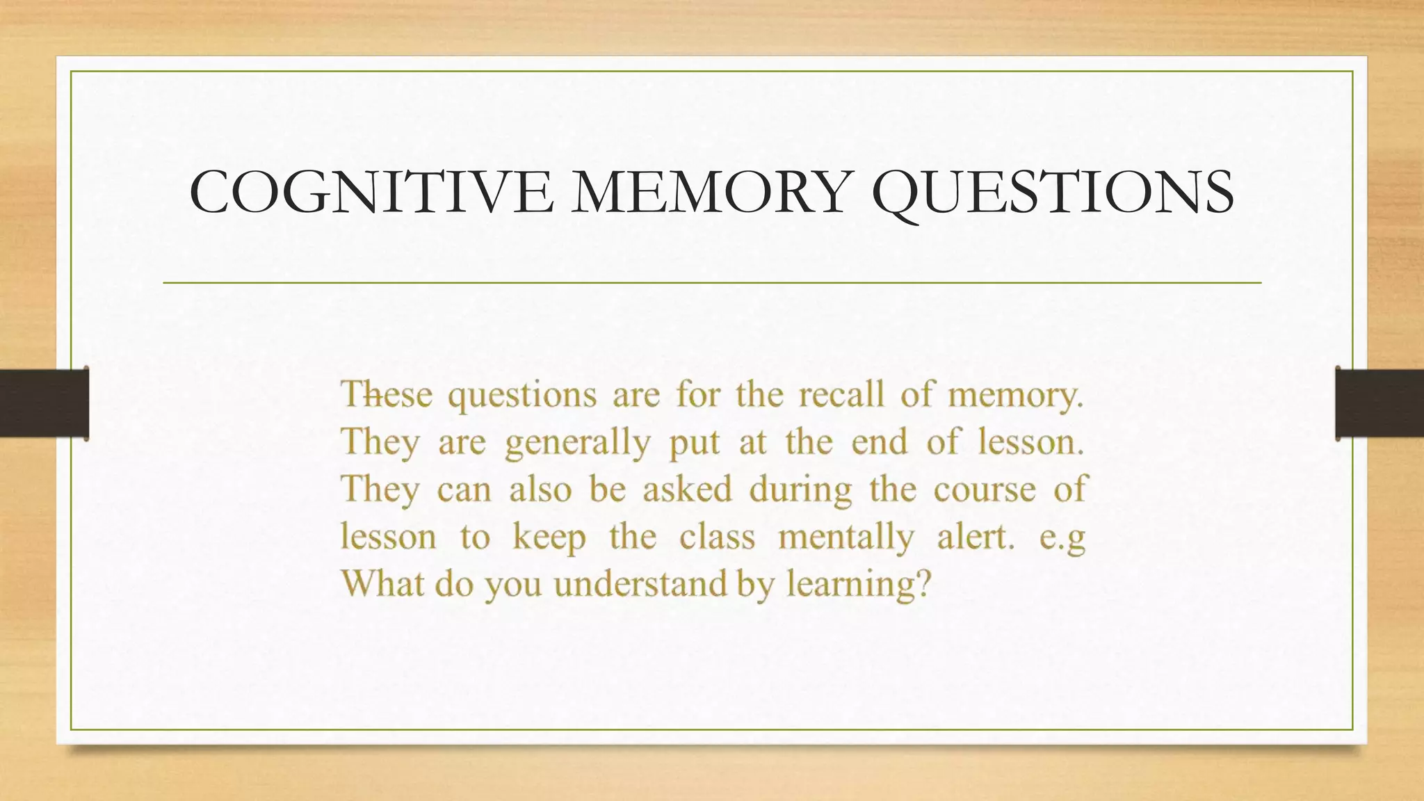 Questioning during the class | PPTX