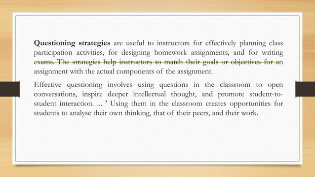 Questioning during the class | PPTX | Educational Assessment | Education