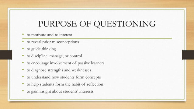 Questioning during the class | PPTX | Educational Assessment | Education
