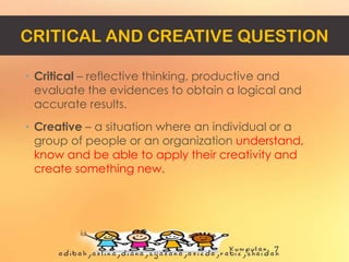 Questioning for critical and creative thinking | PPSX