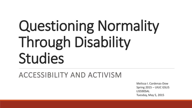 Questioning Normality Through Disability Studies | PPT