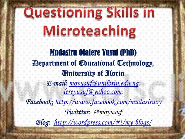 Questioning Skills in Microteaching | PPTX