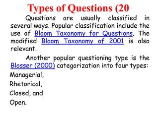 Questioning Skills in Microteaching | PPTX