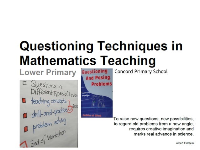 Workshop on Questioning Techniques in Primary Maths | PPT