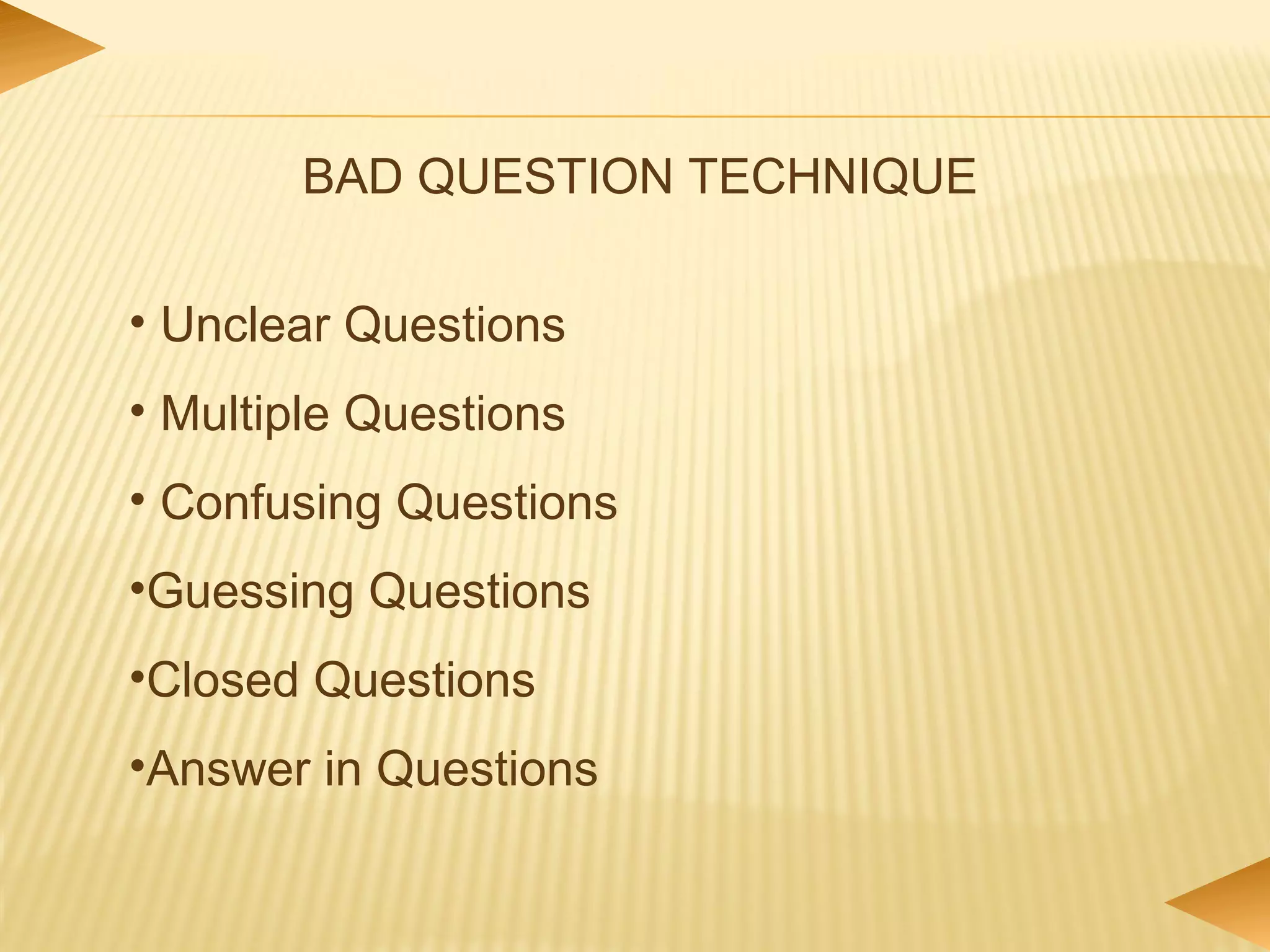Questioning Techniques (Training of Trainers) | PPT