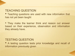 Questioning Techniques (Training of Trainers) | PPT
