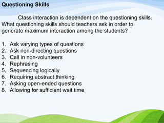 Questioning techniques: helping learners develop higher prder thinking ...