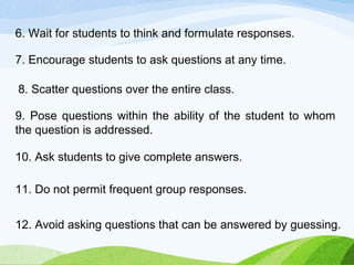 Questioning techniques: helping learners develop higher prder thinking ...