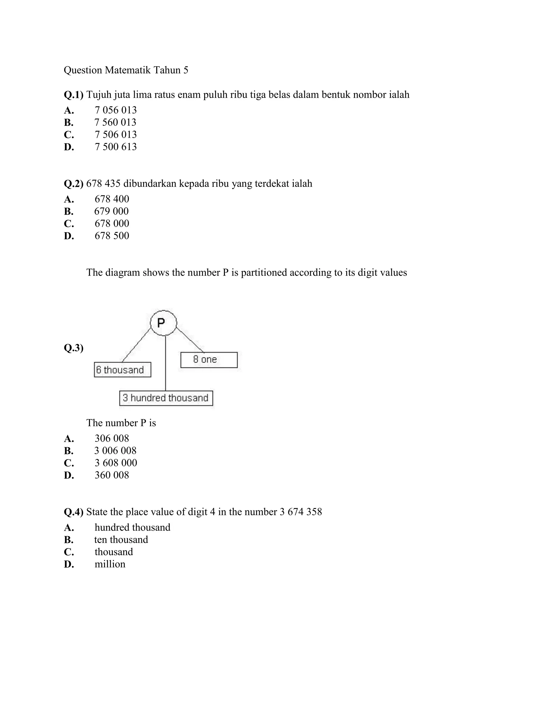 Question matematik tahun 5 | PDF