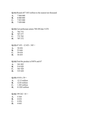 Question matematik tahun 5 | PDF