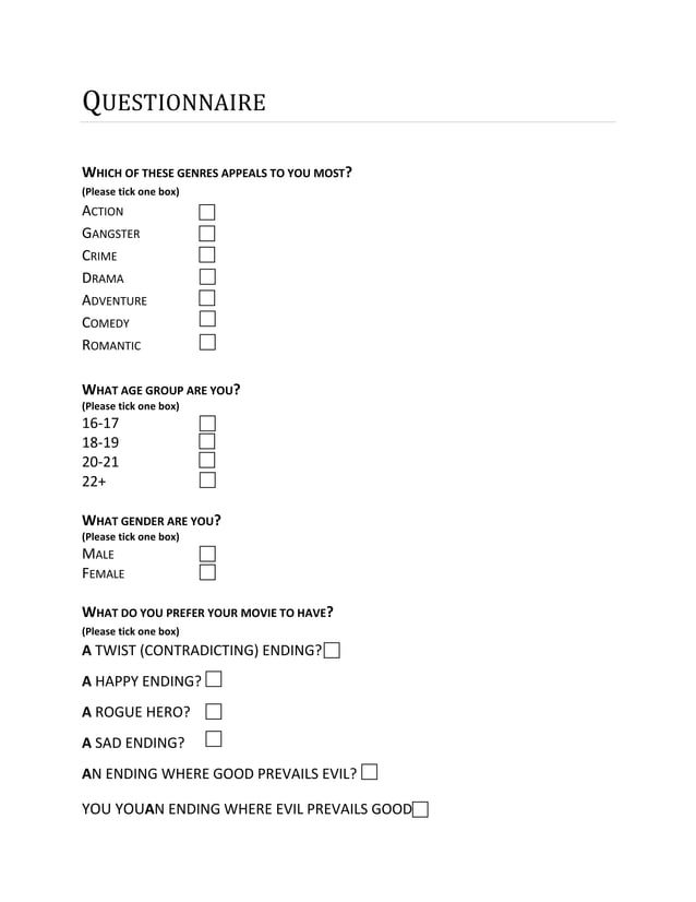Questionnaire | DOCX