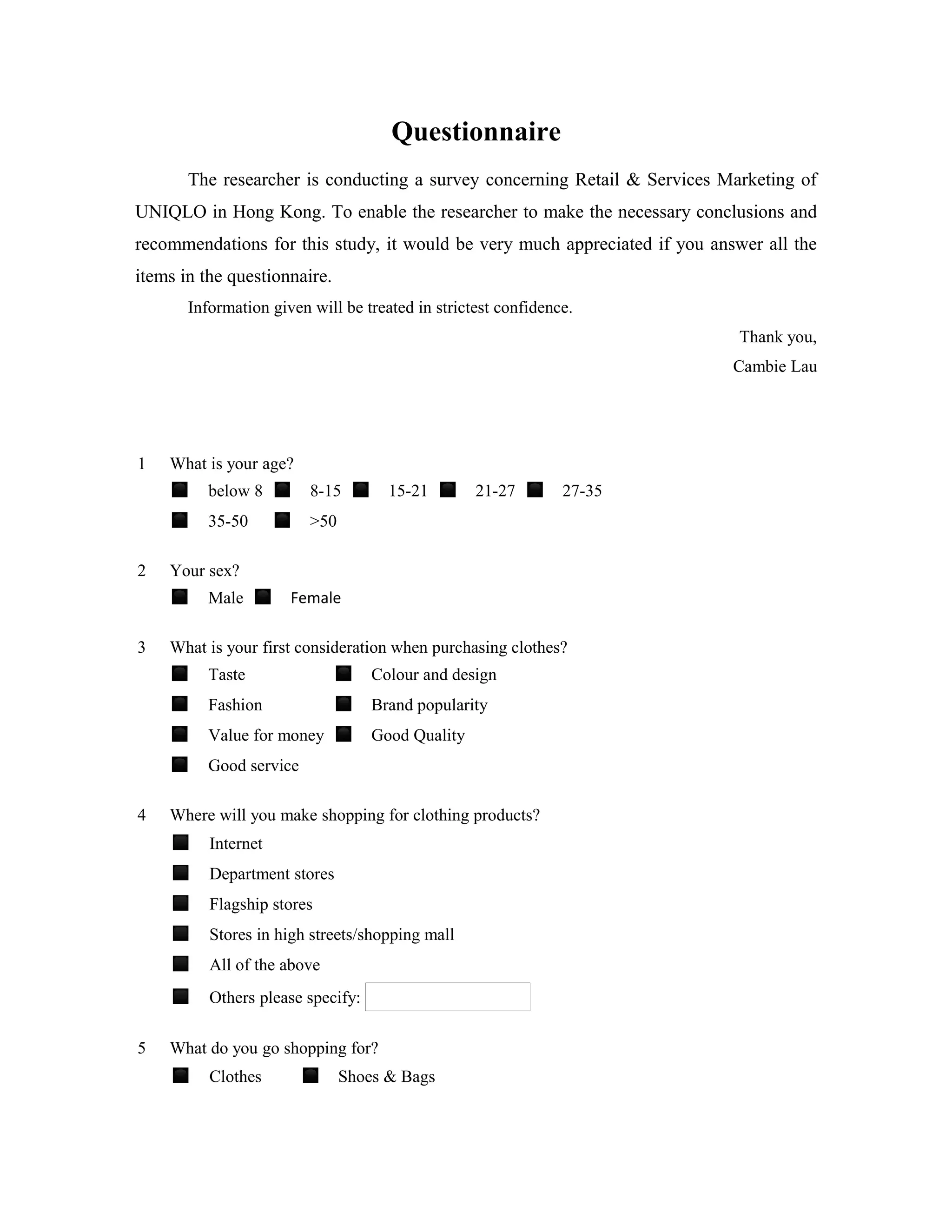 Questionnaire | PDF