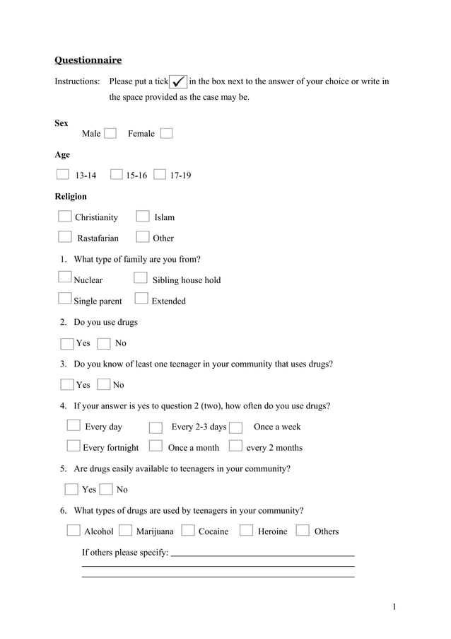 Sample Questionnaire