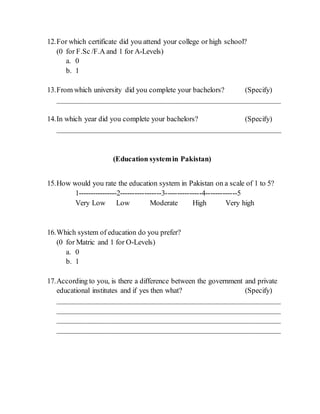 Questionnaire | DOCX