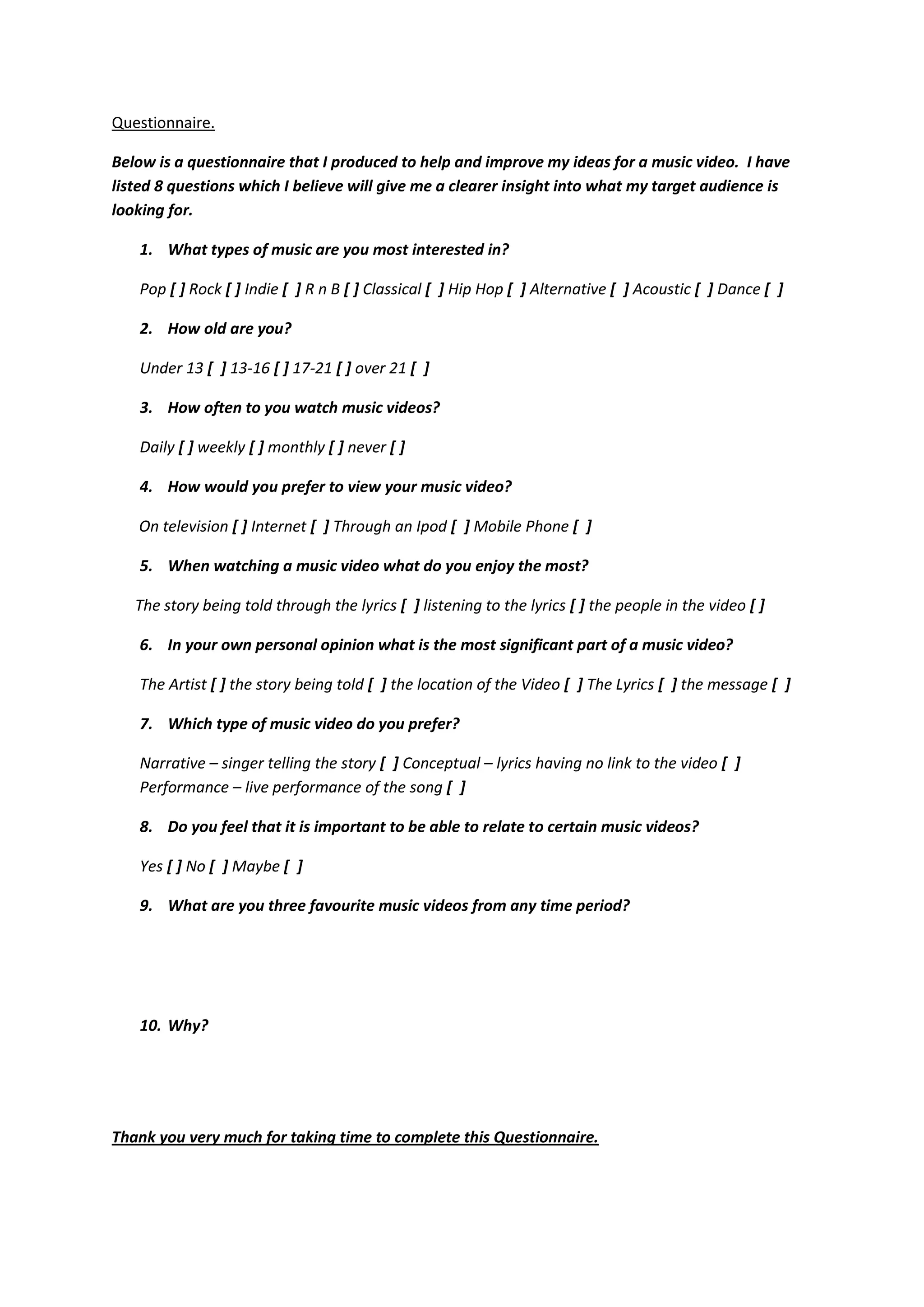 Questionnaire | PDF