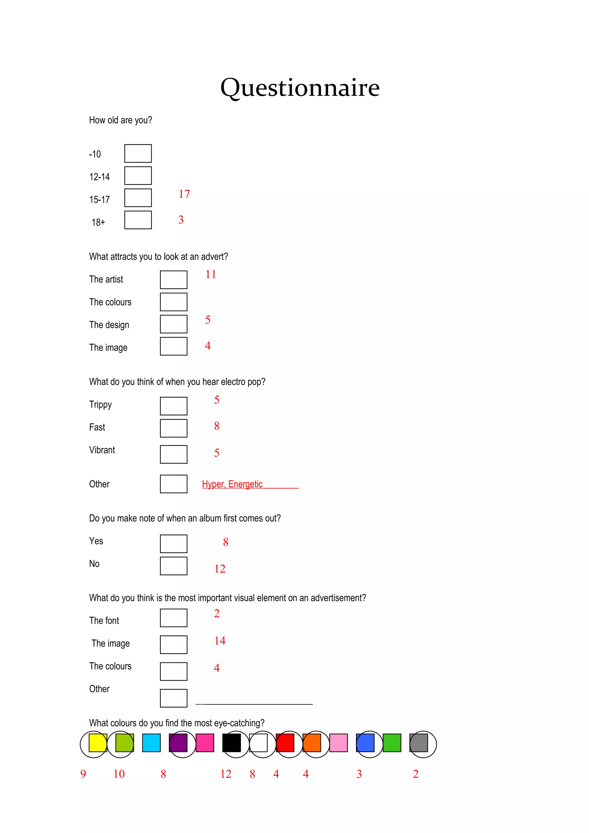 Questionnaire for advertisement | DOC