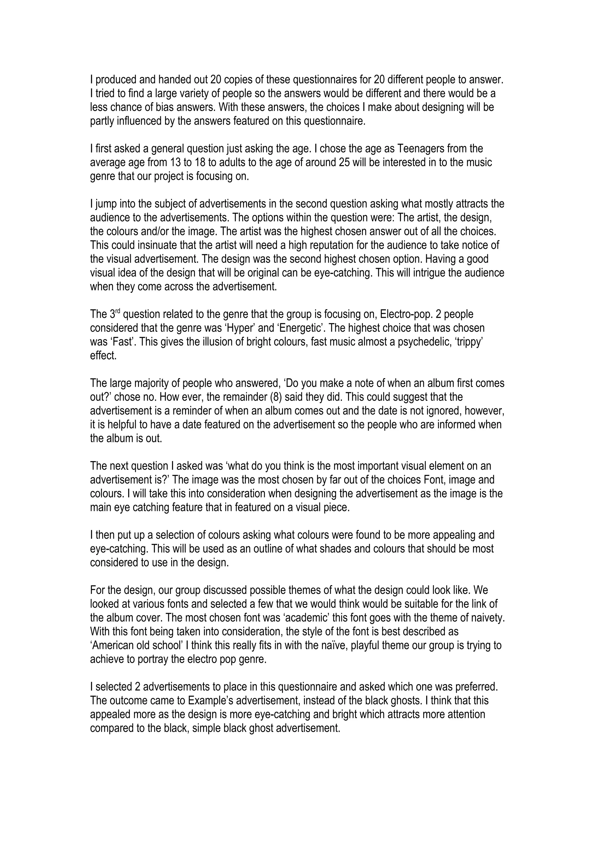 Questionnaire for advertisement | PDF