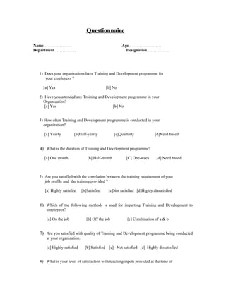 Questionnaire | PDF