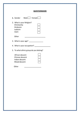 Questionnaire | PDF