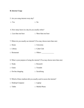 Questionnaire | PDF