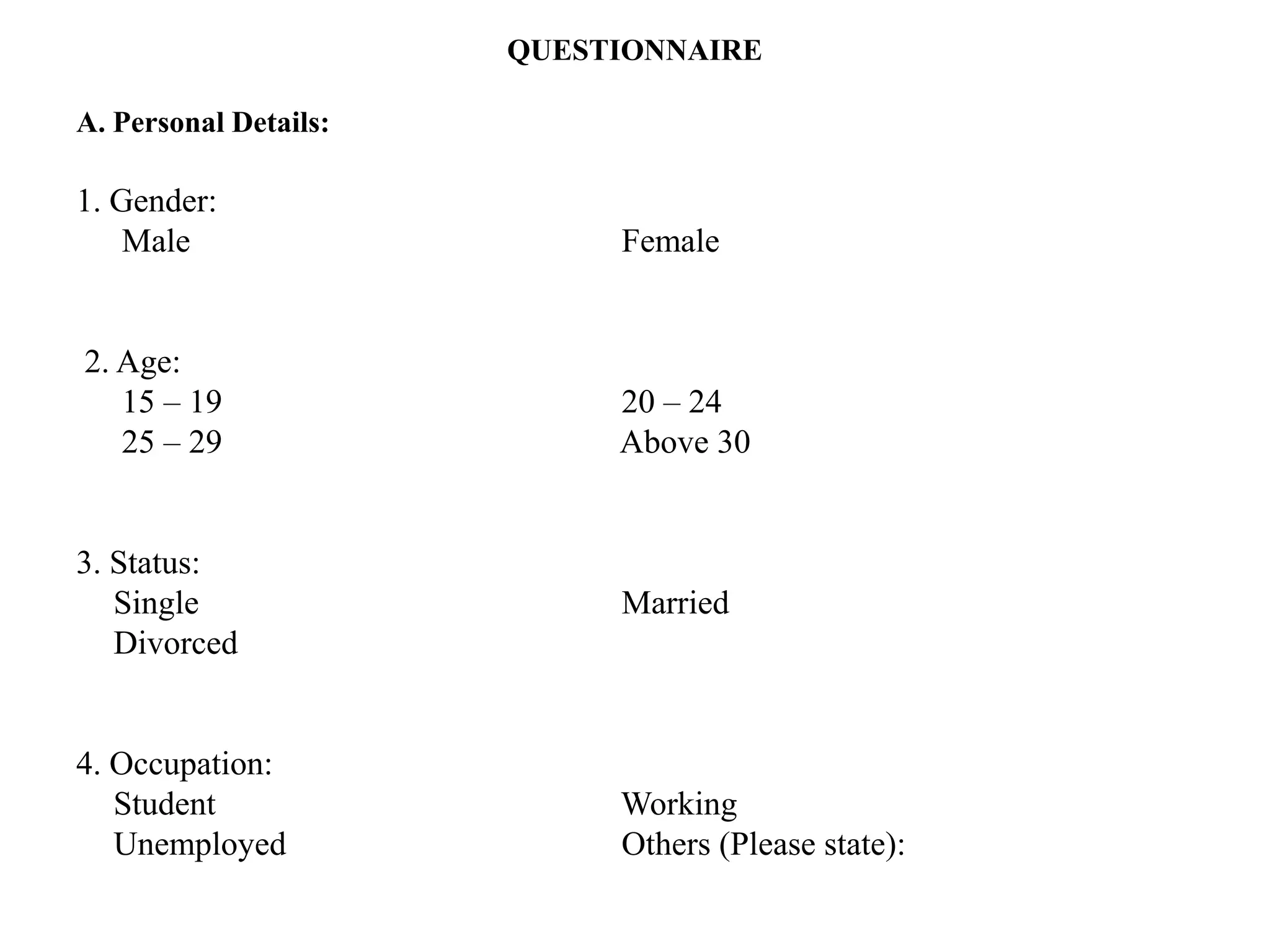 Questionnaire | PPTX