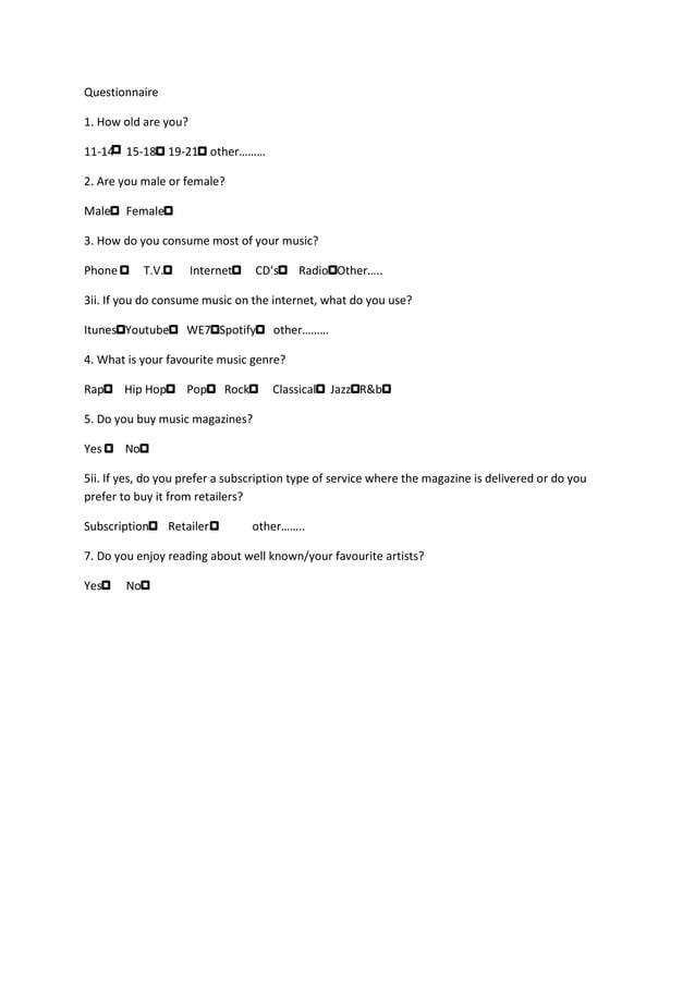 Questionnaire | DOCX