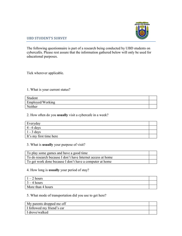 Questionnaire | DOCX