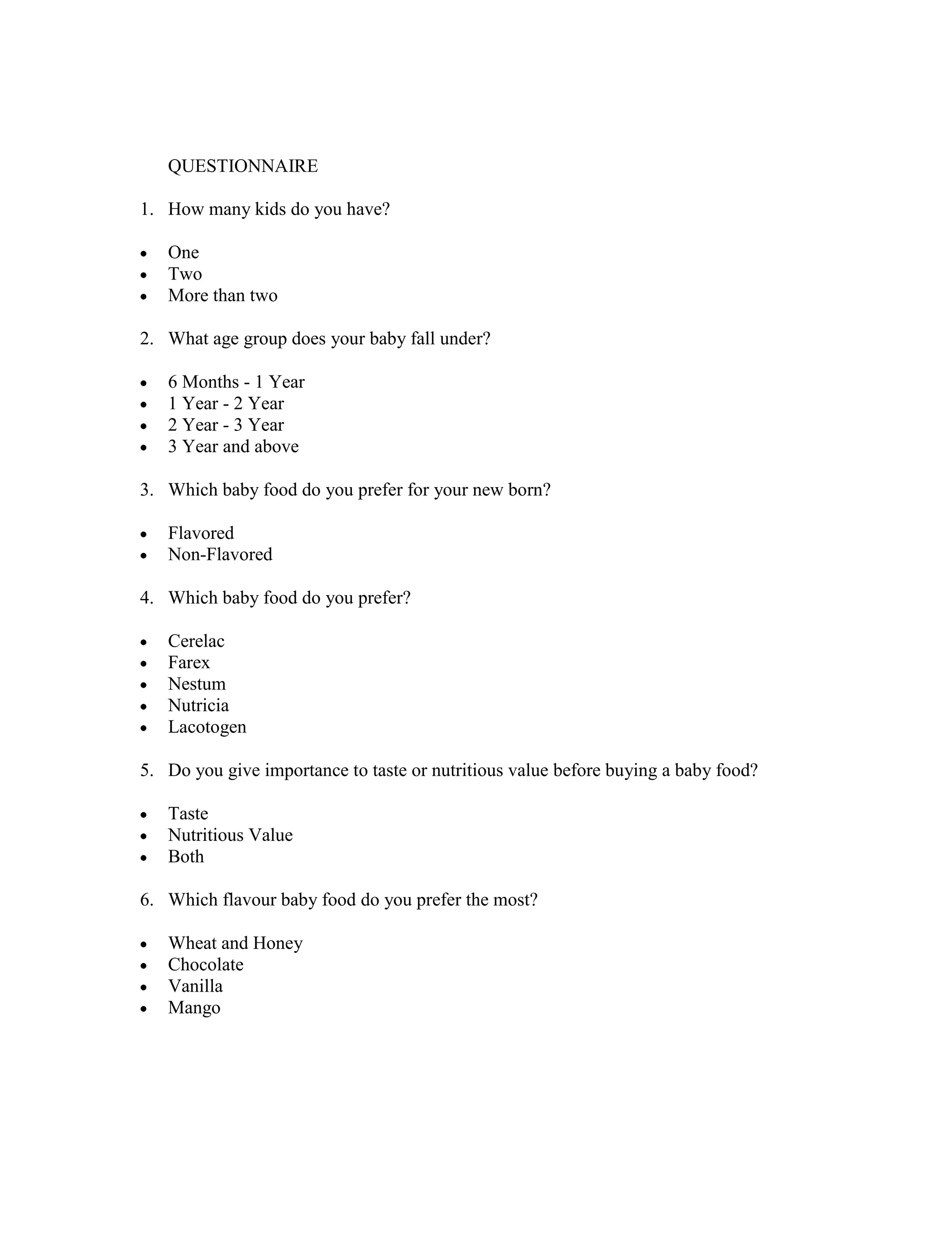 Questionnaire | DOCX