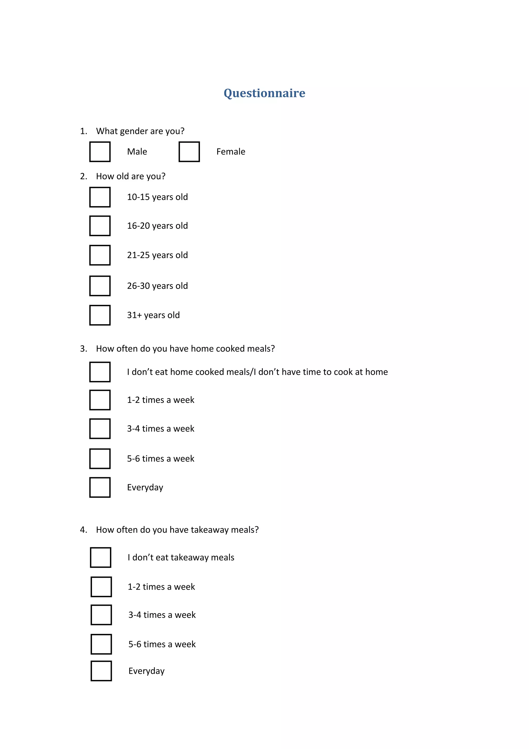 Questionnaire | DOCX