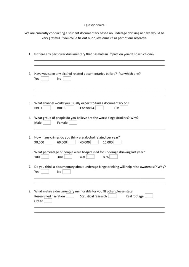 Questionnaire | DOCX