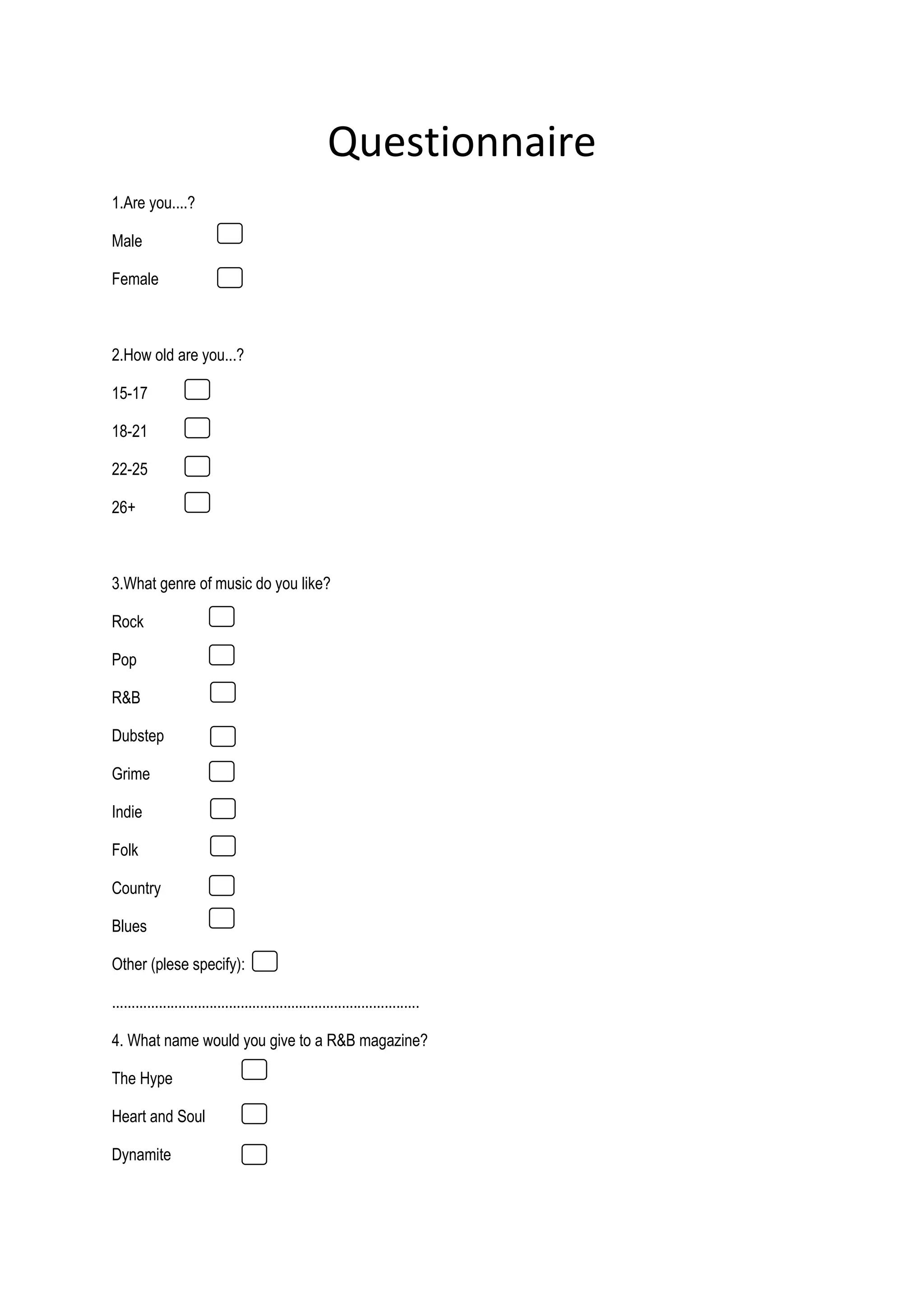 Questionnaire | DOCX