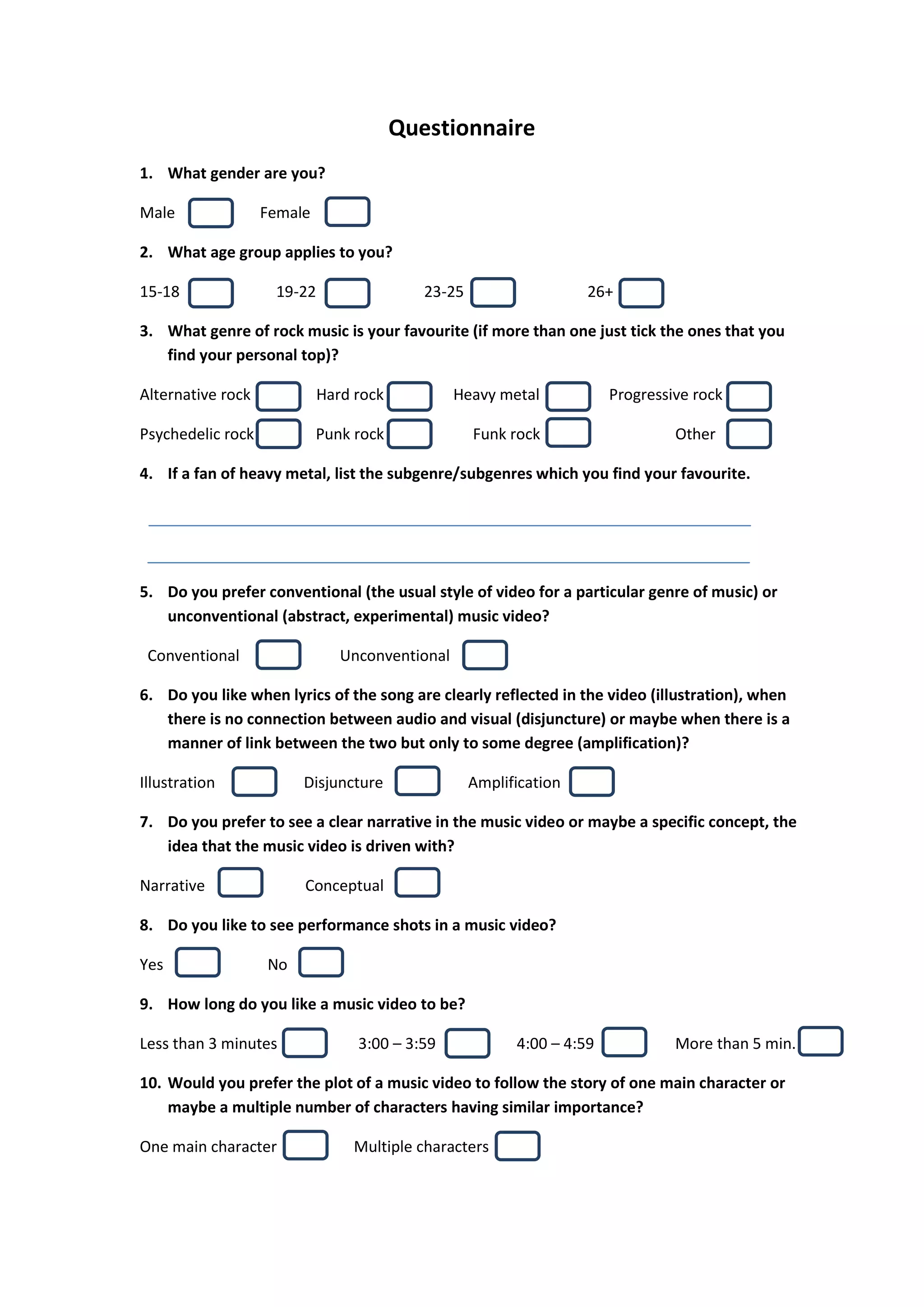 Questionnaire | PDF