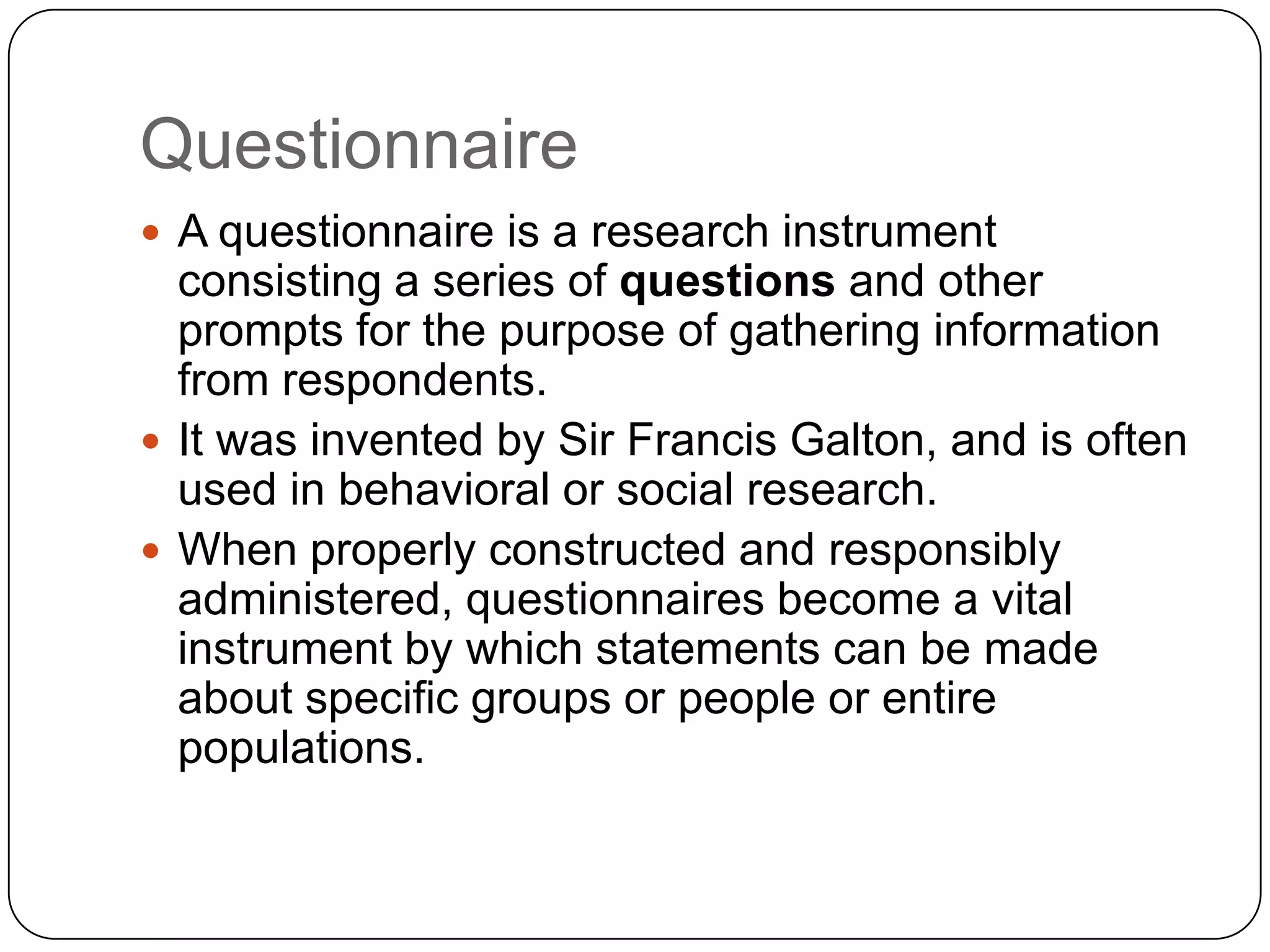 Questionnaire | PPTX