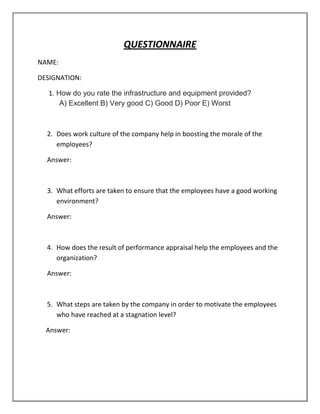 Questionnaire | PDF