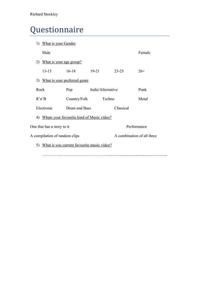 Questionnaire | DOCX